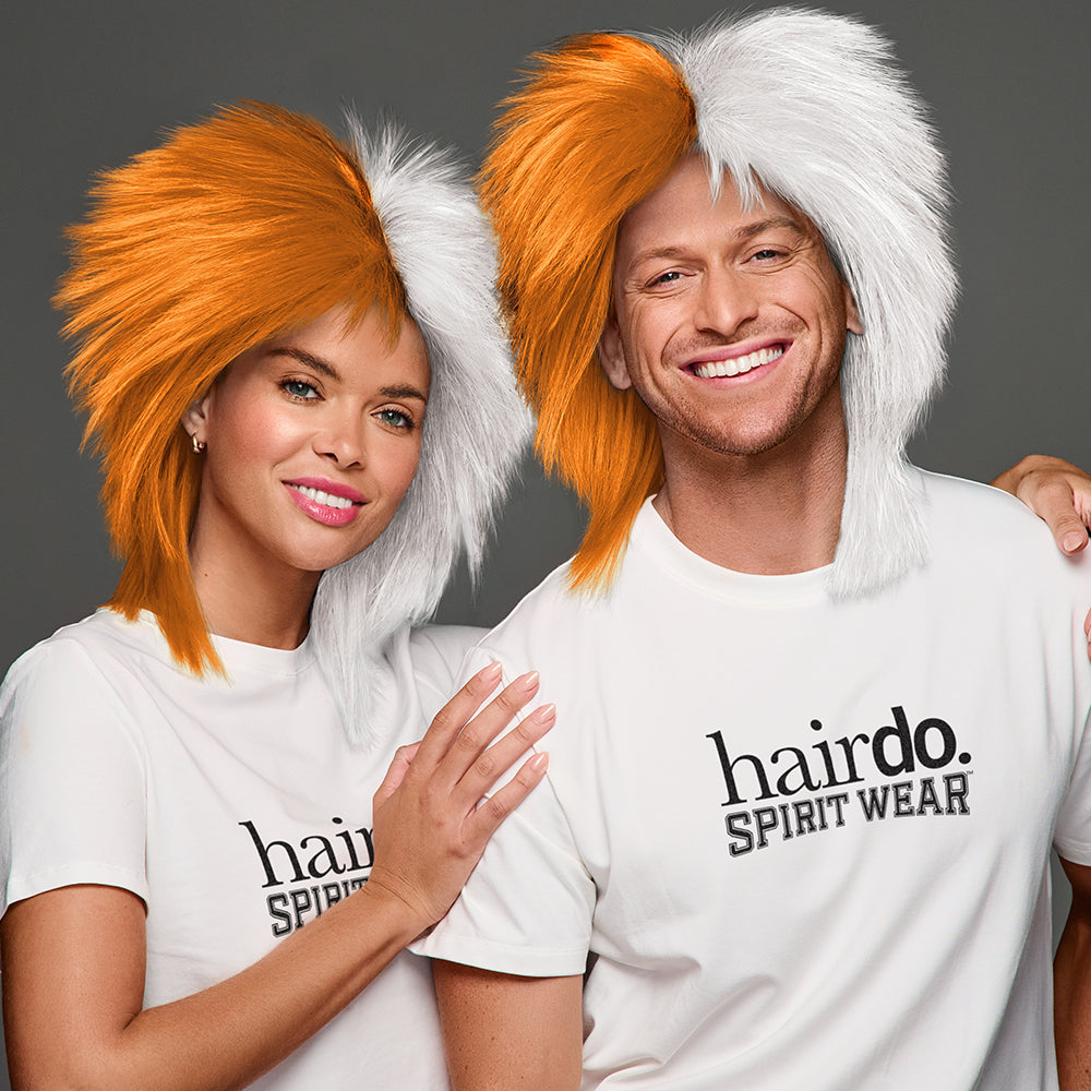 SPIRIT WEAR SPIKY SPIRIT WIG - ORANGE 151 & WHITE | Hairdo USA