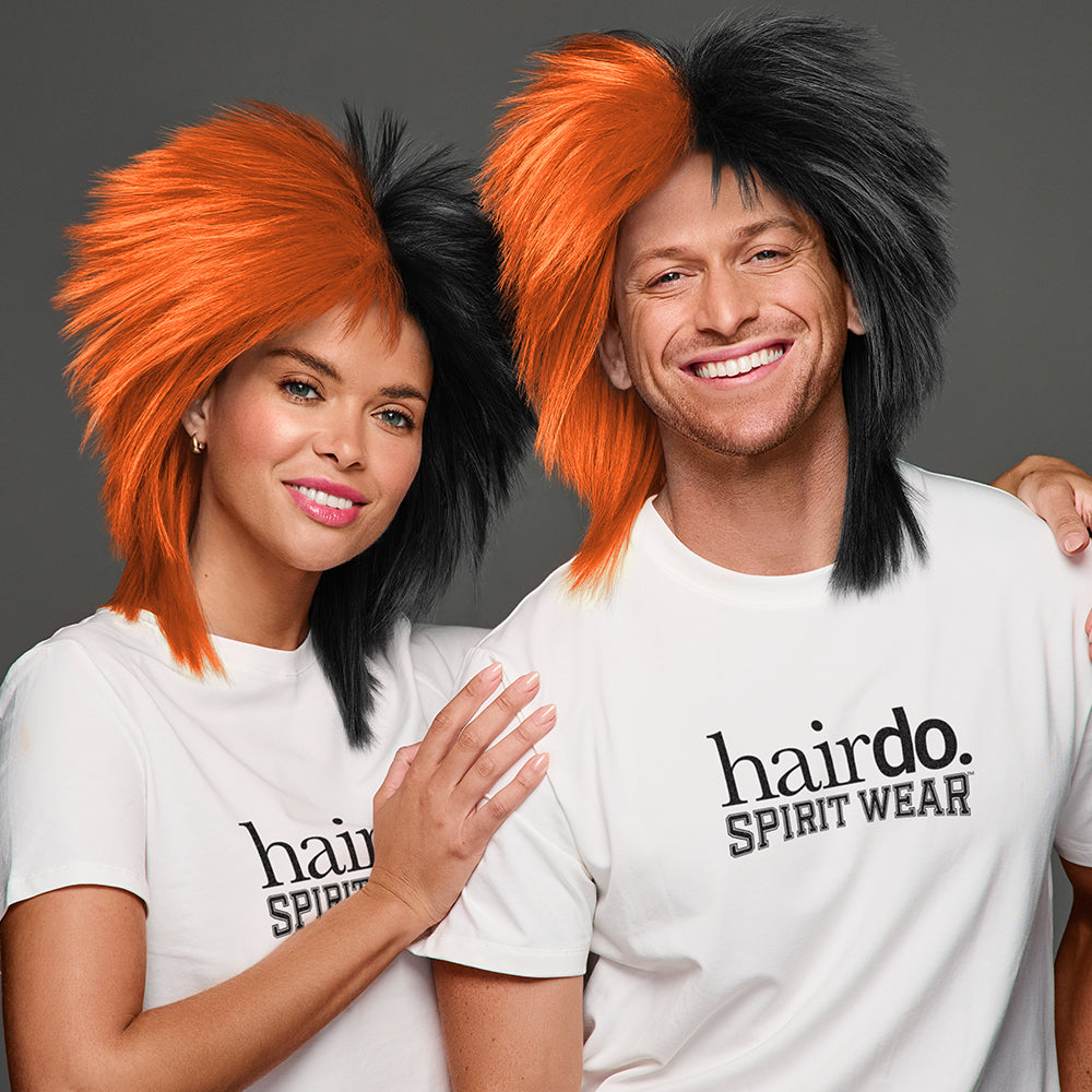 SPIRIT WEAR SPIKY SPIRIT WIG - ORANGE 166 & BLACK - Hairdo USA