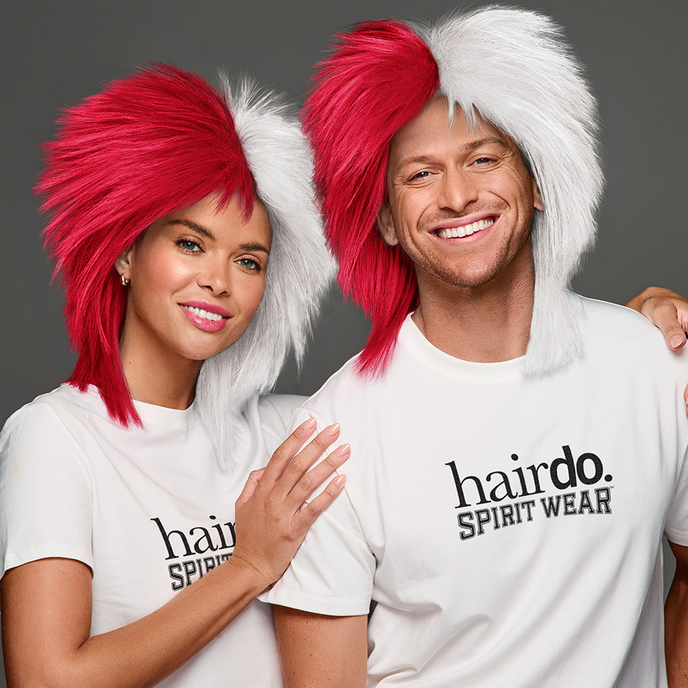 SPIRIT WEAR SPIKY SPIRIT WIG - RED 187 & WHITE - Hairdo USA